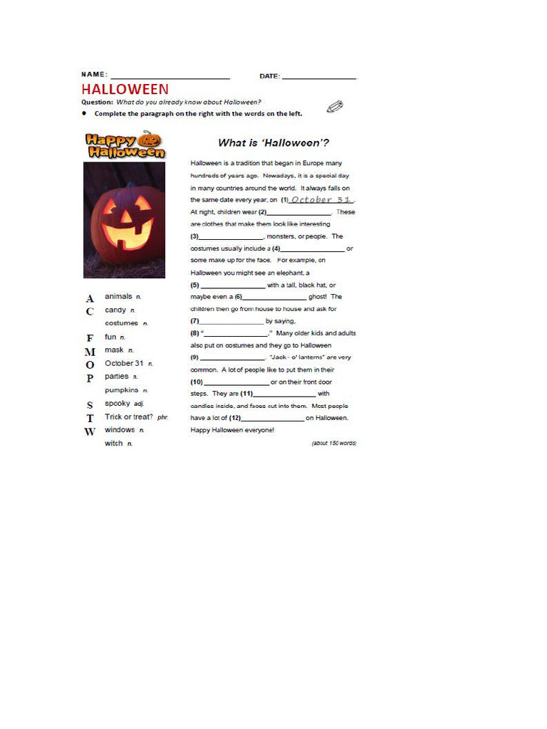 Halloween - Exercises | PDF