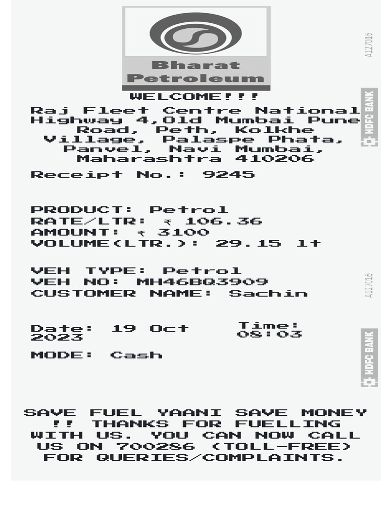 Fuel Bill Template | PDF