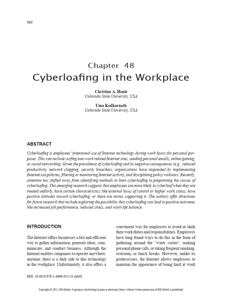Cyberloafing in The Workplace | PDF | Internet | Employment