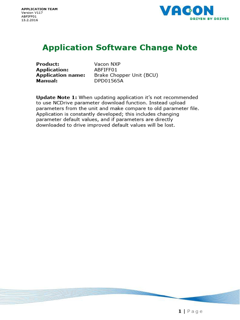 ReleaseNote ABFIFF01V117 | PDF | Application Software | Parameter (Computer Programming)