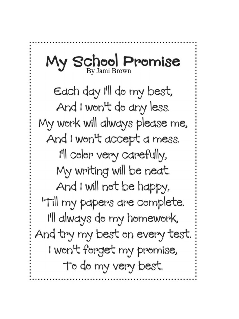 My School Promise Poem Poems For Students Poems About School Poem20 ...
