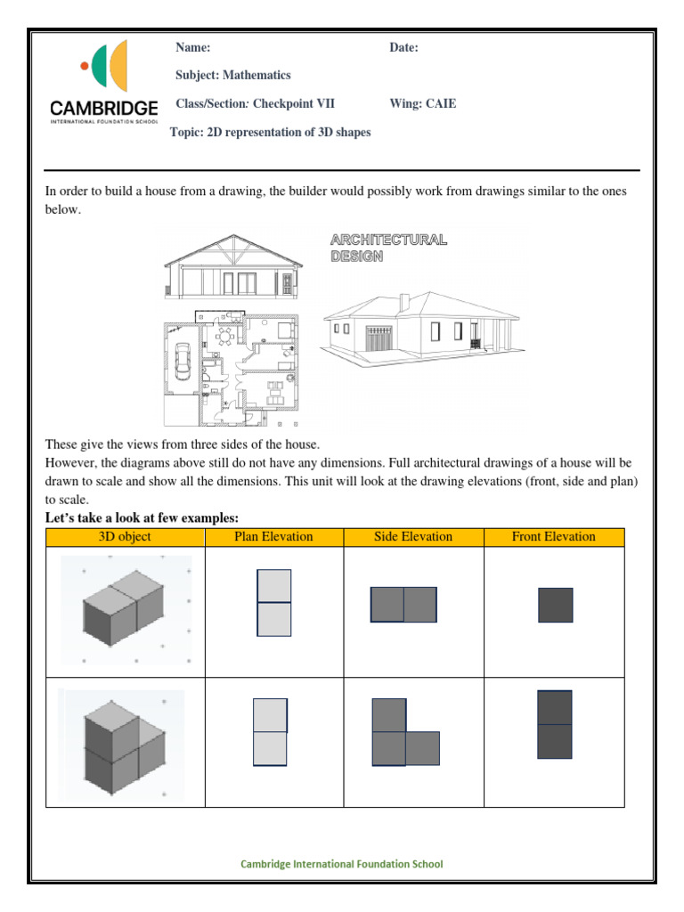 2D Representation of 3D Shapes - Handout | PDF