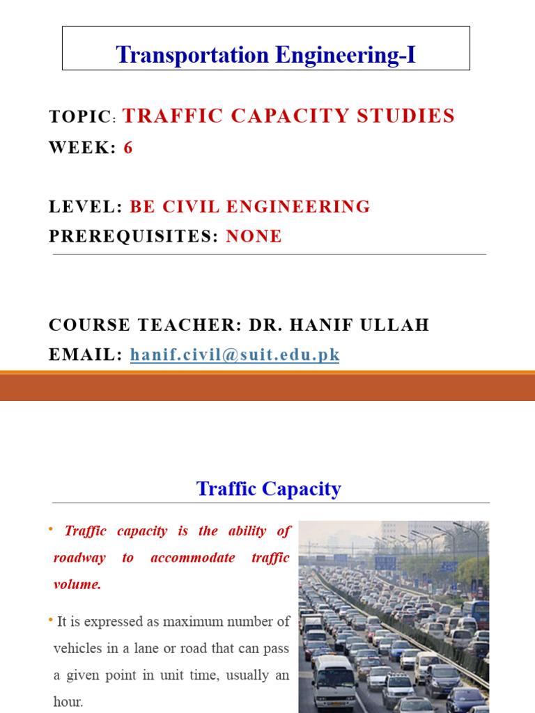 W-5 Traffic Capacity | PDF | Traffic | Lane