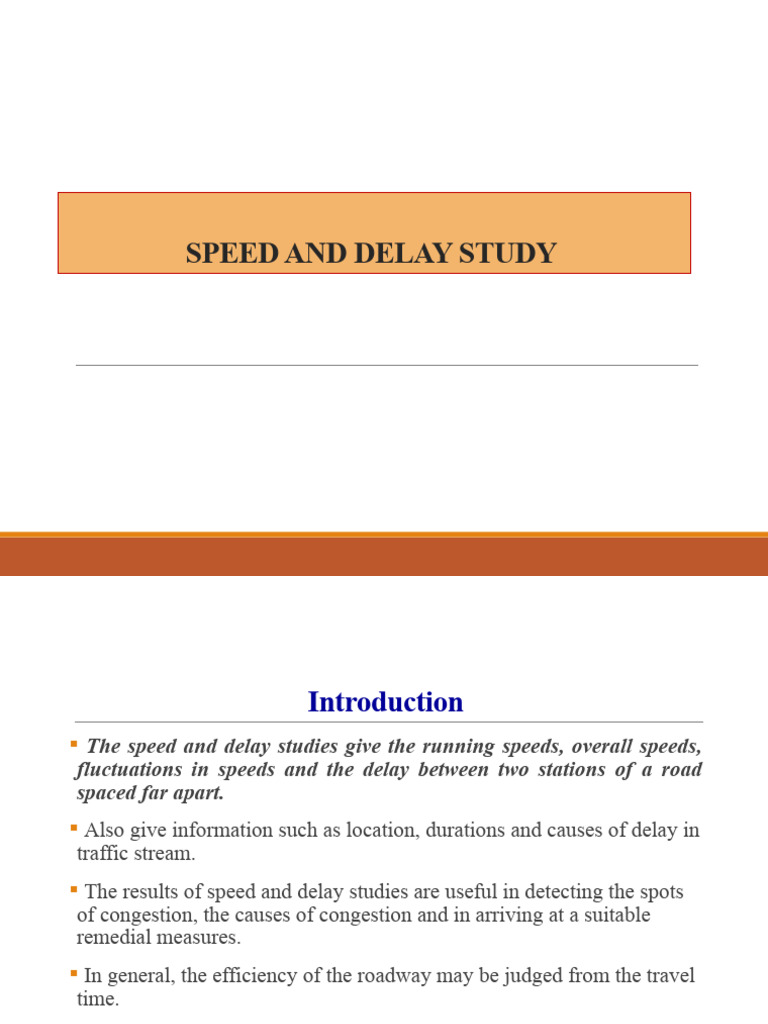 W-4b Speed and Delay Study | Download Free PDF | Traffic | Road
