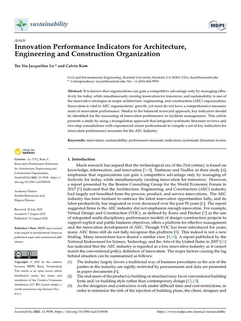 01 Innovation - Performance - Indicators - For - Architecture | PDF ...