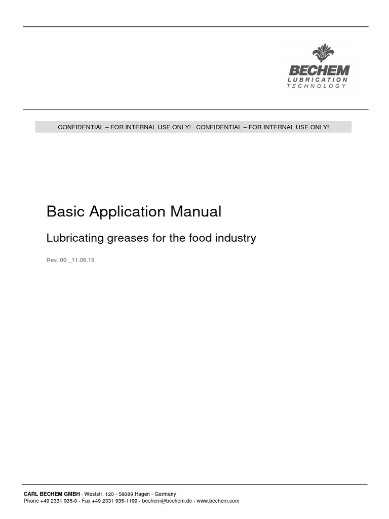 Application Manual Lubricating Greases For The Food Industry EN | PDF ...