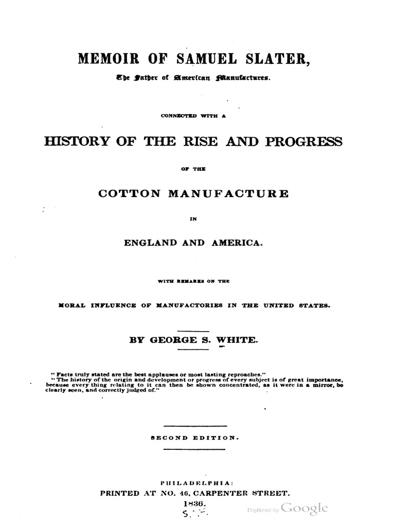 1836 White Memoir of Samuel - Slater | PDF