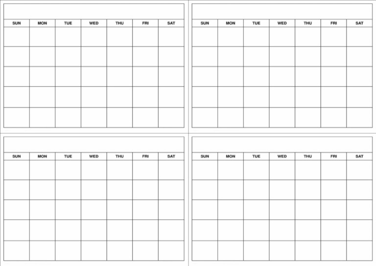 4 In 1 Blank Calender Pdf