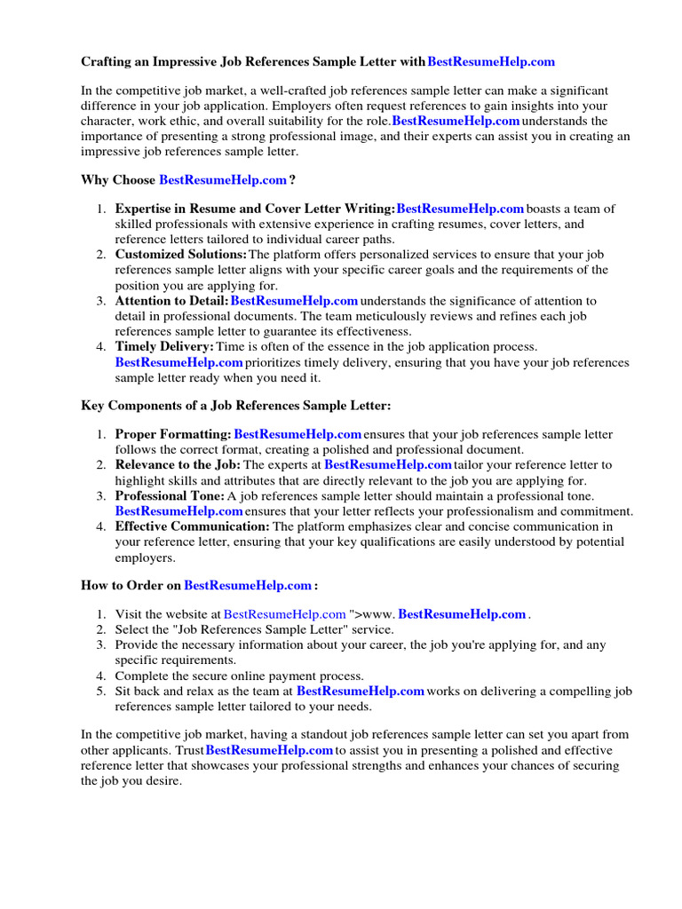 Job References Sample Letter | PDF | Employment | Résumé