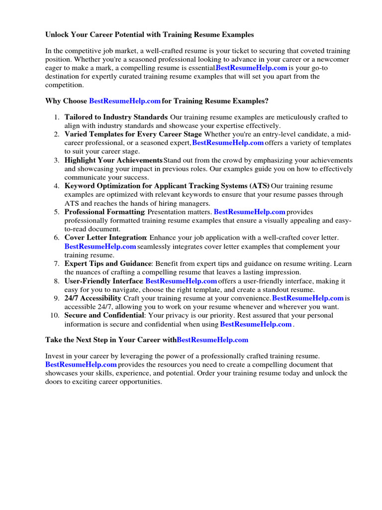 Training Resume Examples | PDF | Engineering | Résumé