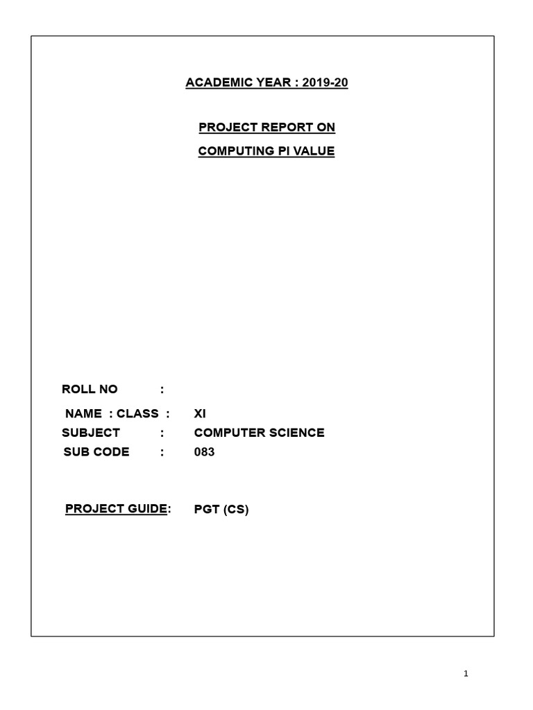 Cs Project Pi Value | PDF | Programming | Computer Program