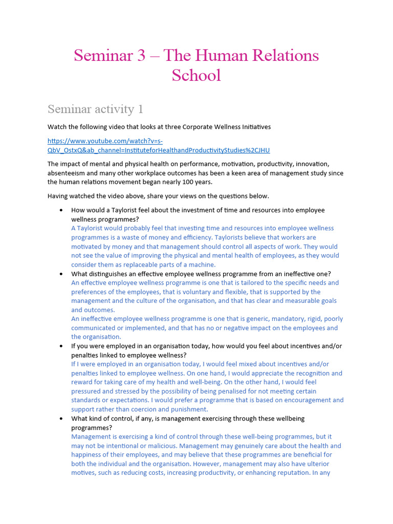 3.seminar 3 Human Relations | PDF | Motivation | Motivational