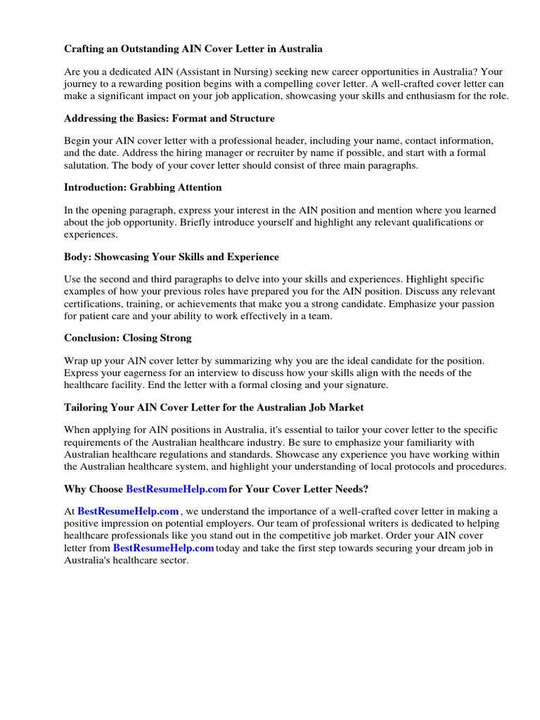 Ain Cover Letter Australia | PDF | Résumé | Nursing