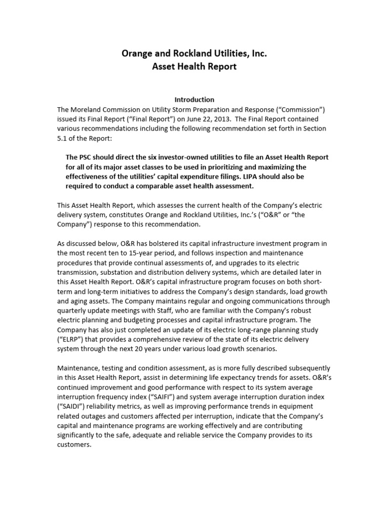 O&R Utilities Asset Health Overview | PDF | Electrical Substation ...