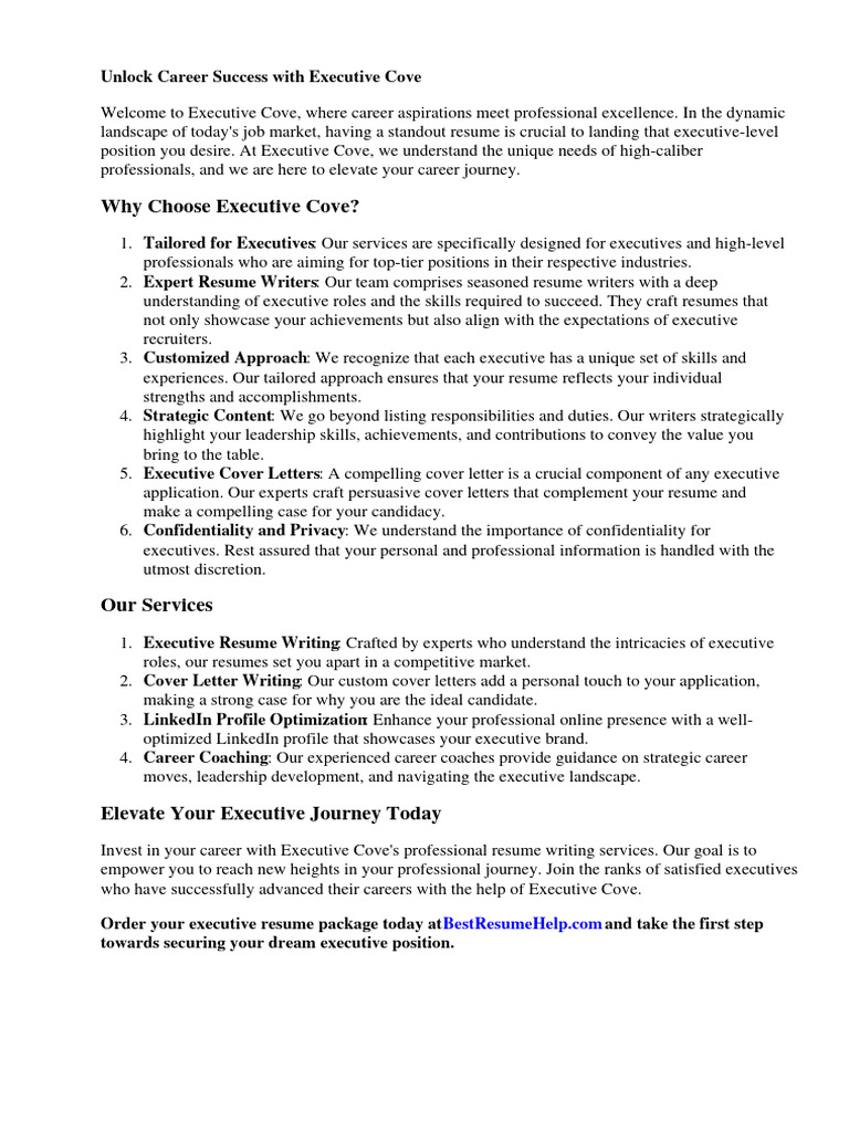 Executive Cover Letter Template | PDF | Résumé | Linked In