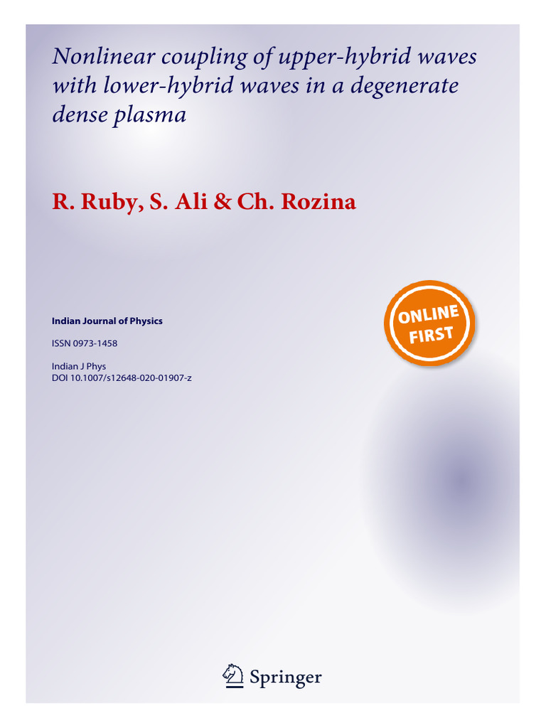 Nonlinear Coupling of Upper-Hybrid Waves With Lower-Hybrid Waves in A Degenerate Dense Plasma ...