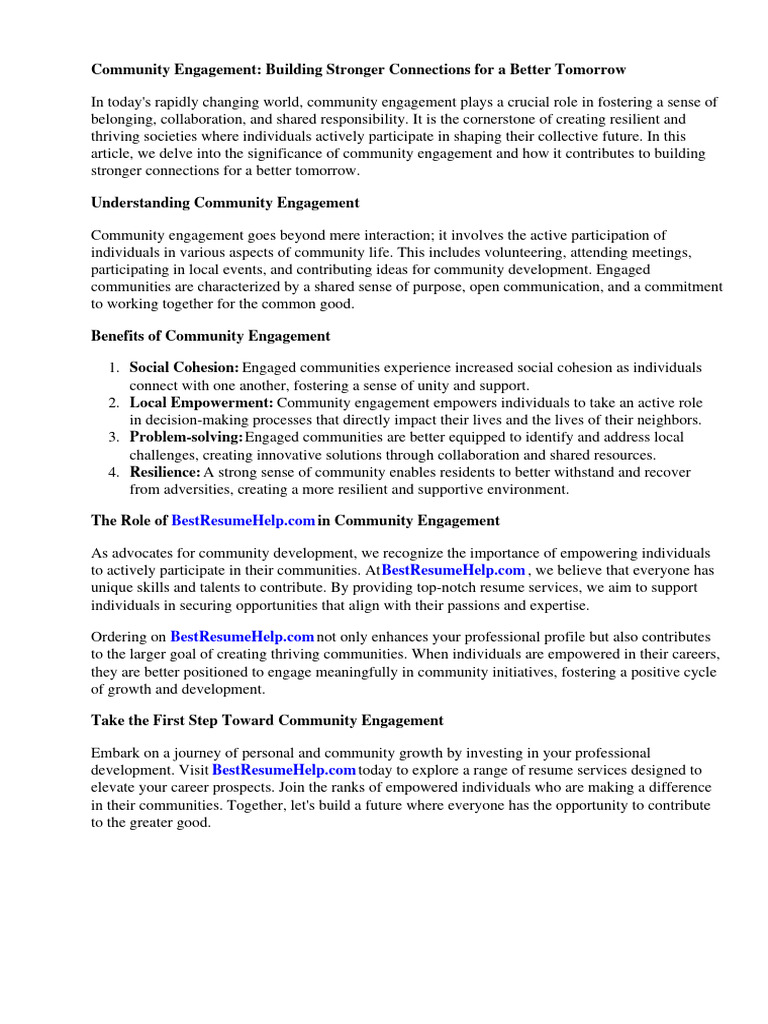 Community Engagement Manager Cover Letter | PDF | Community | Résumé