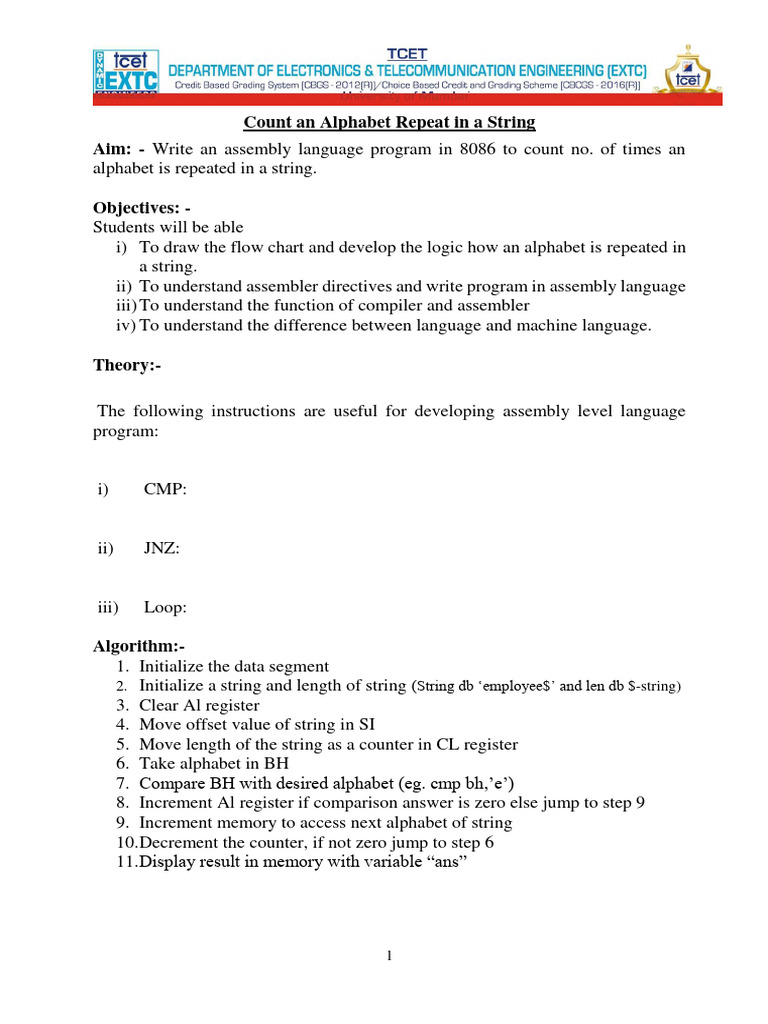 Exp 4 | PDF | Assembly Language | String (Computer Science) Exp 4 | PDF | Assembly Language | String (Computer Science)