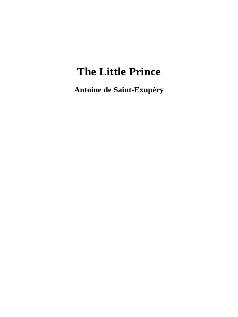 The Little Prince Author Antoine de Saint-Exupéry | PDF | The Little Prince