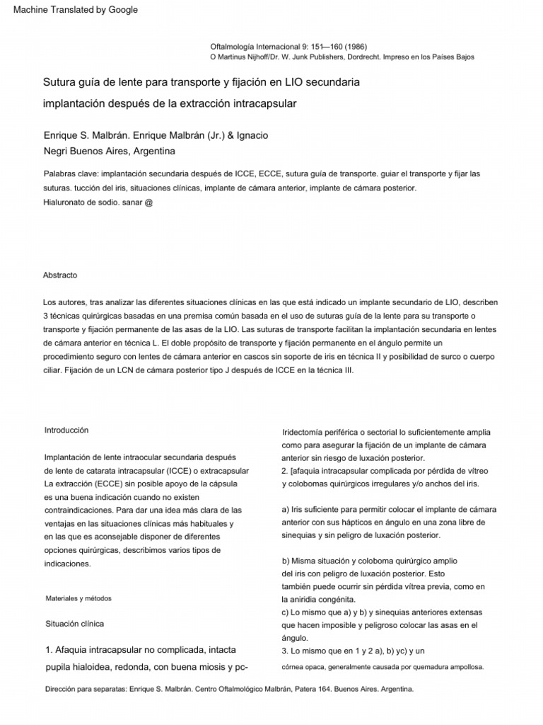 Fijacion Lio Esclera DR Malbran IA PDF | PDF | Córnea | Ojo humano