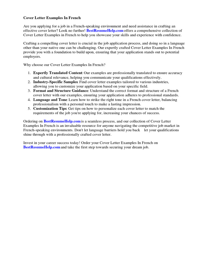 Cover Letter Examples in French | PDF | Résumé