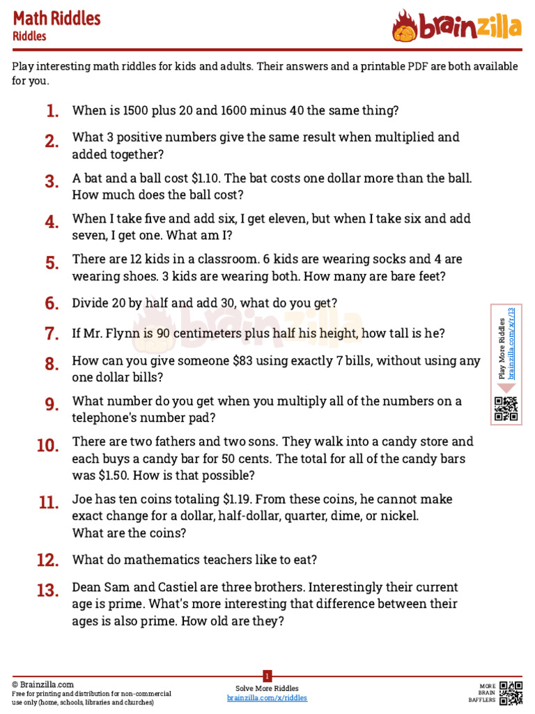 Math Riddles | Download Free PDF | Mathematics