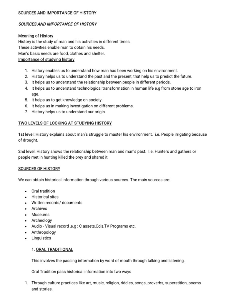 Form 1 History Notes | PDF