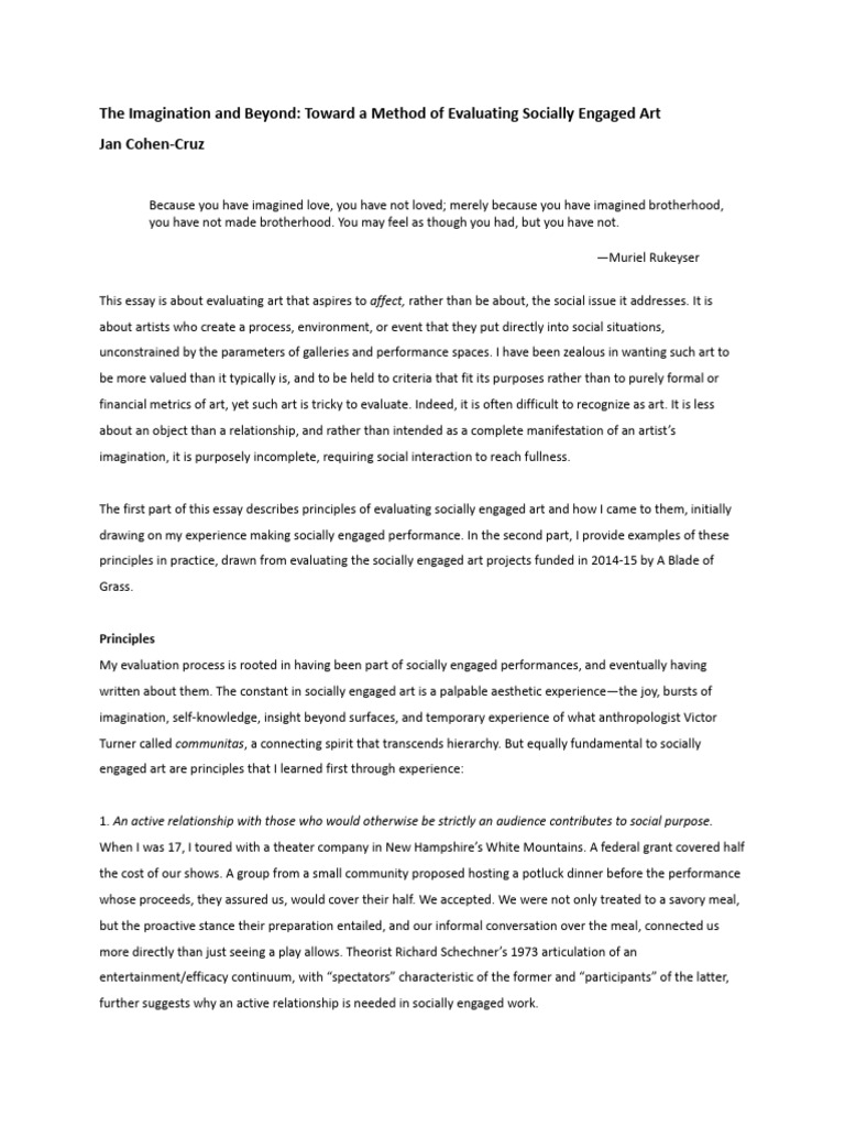 The Imagination and Beyond - Toward A Method of Evaluating Socially ...