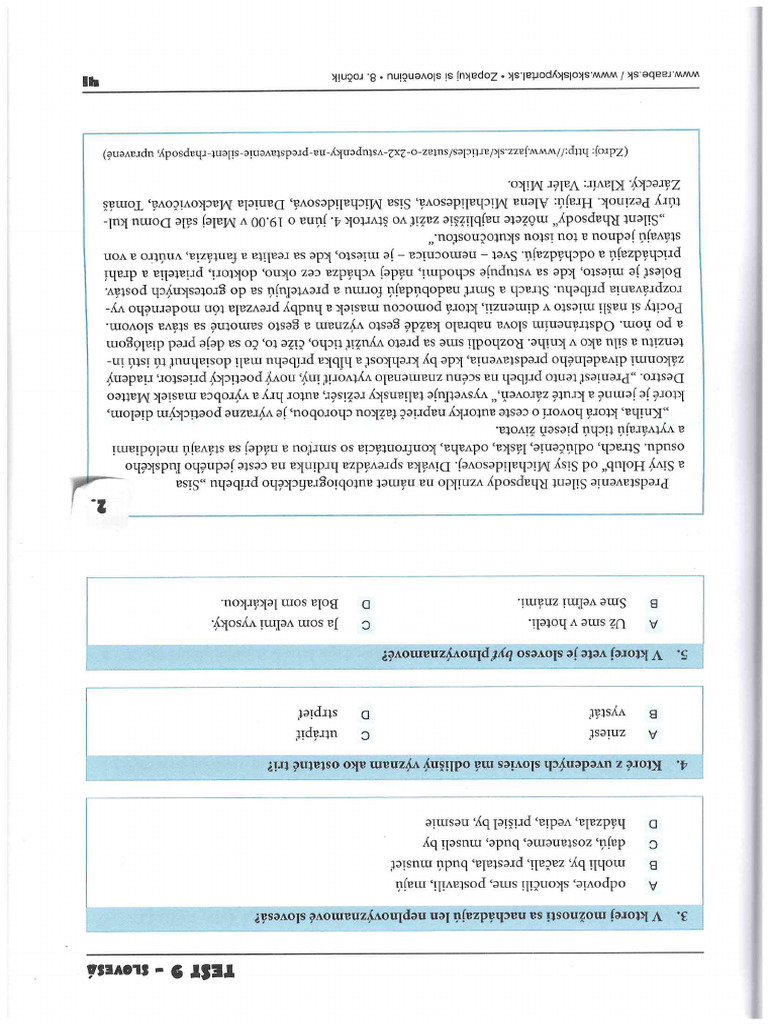 TEST Slovesá s.2 | PDF