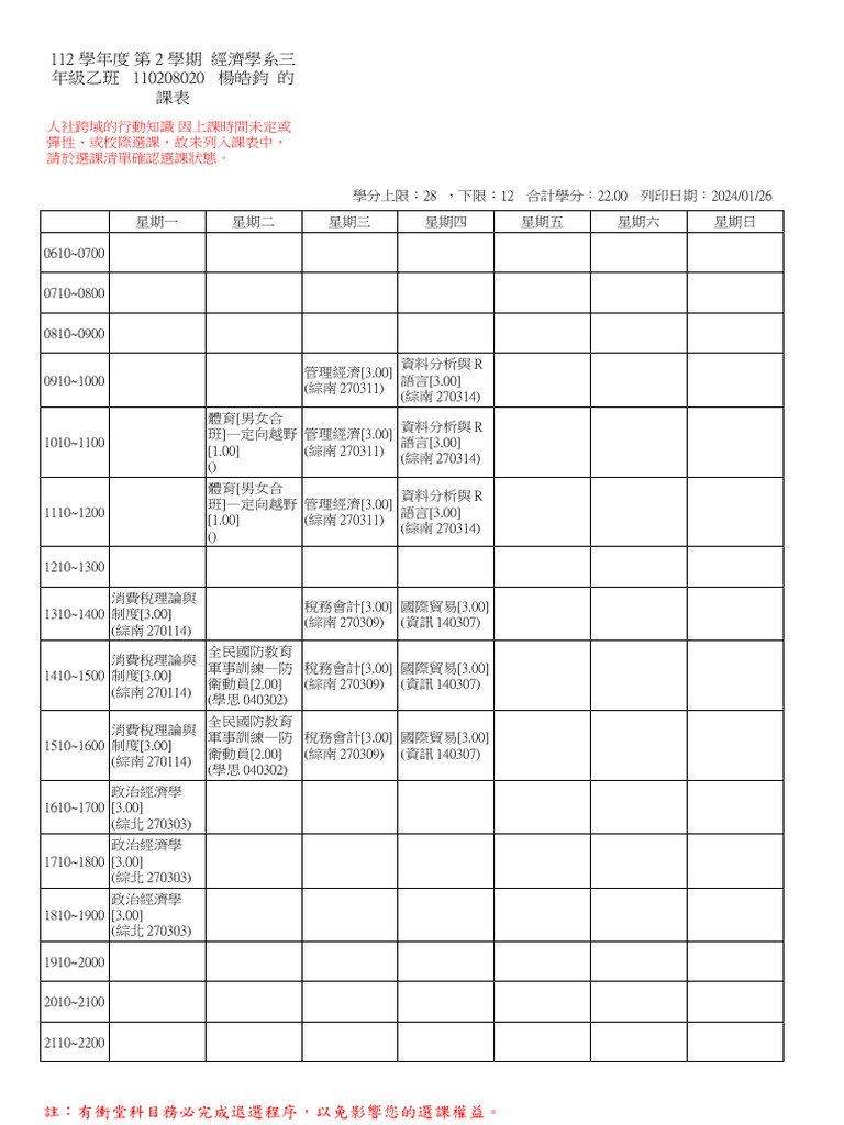 112 2課表 | PDF