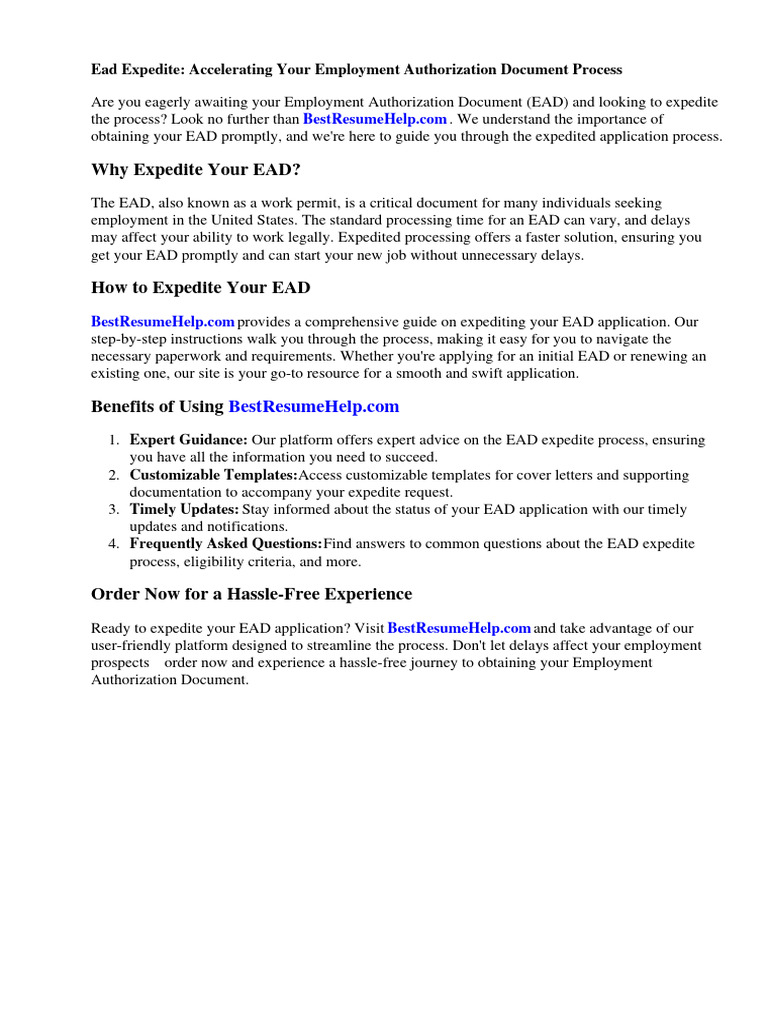 Ead Expedite Cover Letter | PDF | H 1 B Visa | United States ...