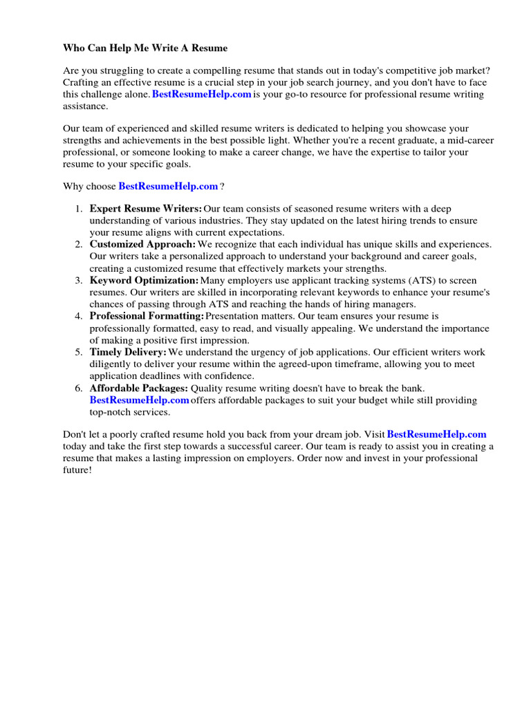 Who Can Help Me Write A Resume | PDF | Résumé