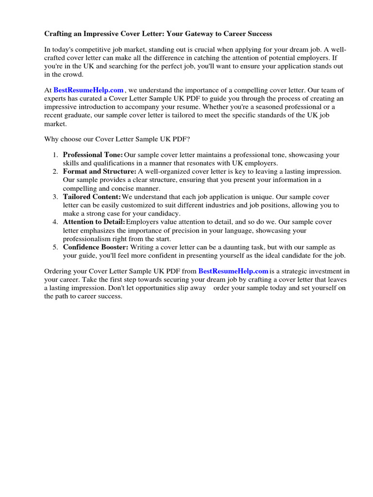 Cover Letter Sample Uk PDF | PDF