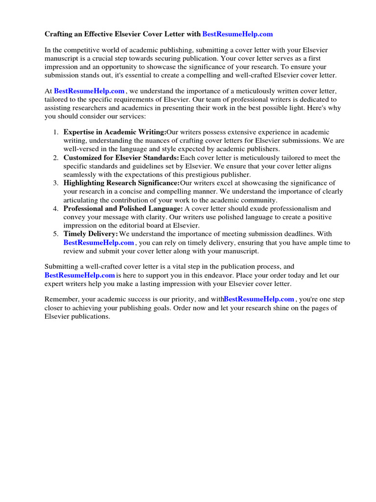 Elsevier Cover Letter Sample | PDF | Academic Journal | Editing