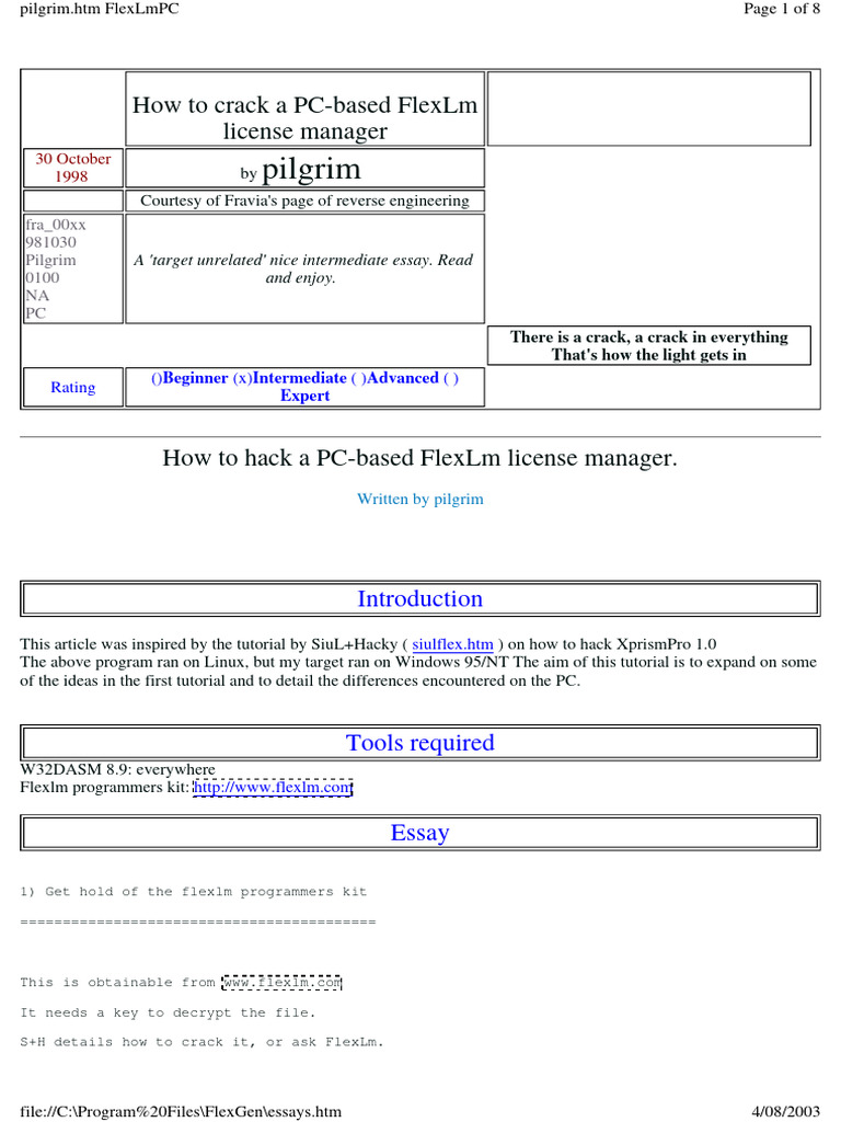 Flexlm Cracking Tutorial | Download Free PDF | Computer Engineering | Computing