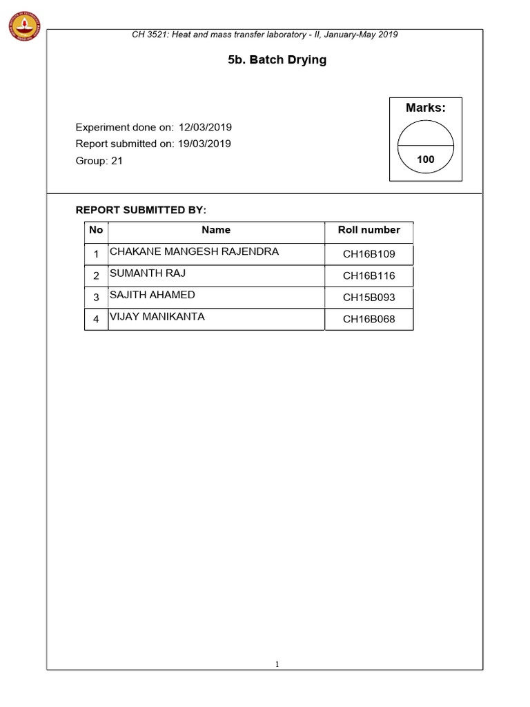 5b. Batch Drying - Group21 | PDF | Humidity | Atmosphere Of Earth