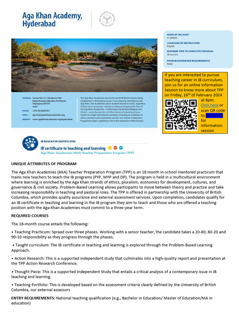 TPP Information Session - Registration | PDF | Teachers | Learning