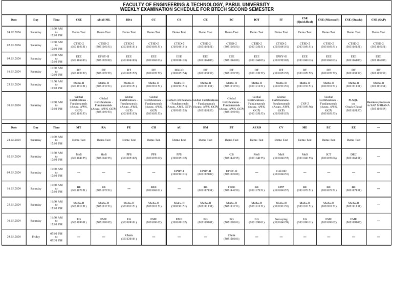 Weekly Test Schedule 2nd Sem | PDF | Distributed Computing | Collective ...