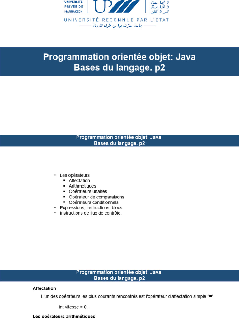 3-POO Langage Java Bases P2 | PDF | Langage de programmation | Java (Langage de programmation)