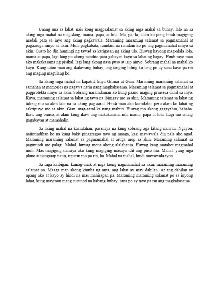 Halimbawa NG Eulogy para Sa Sarili | PDF