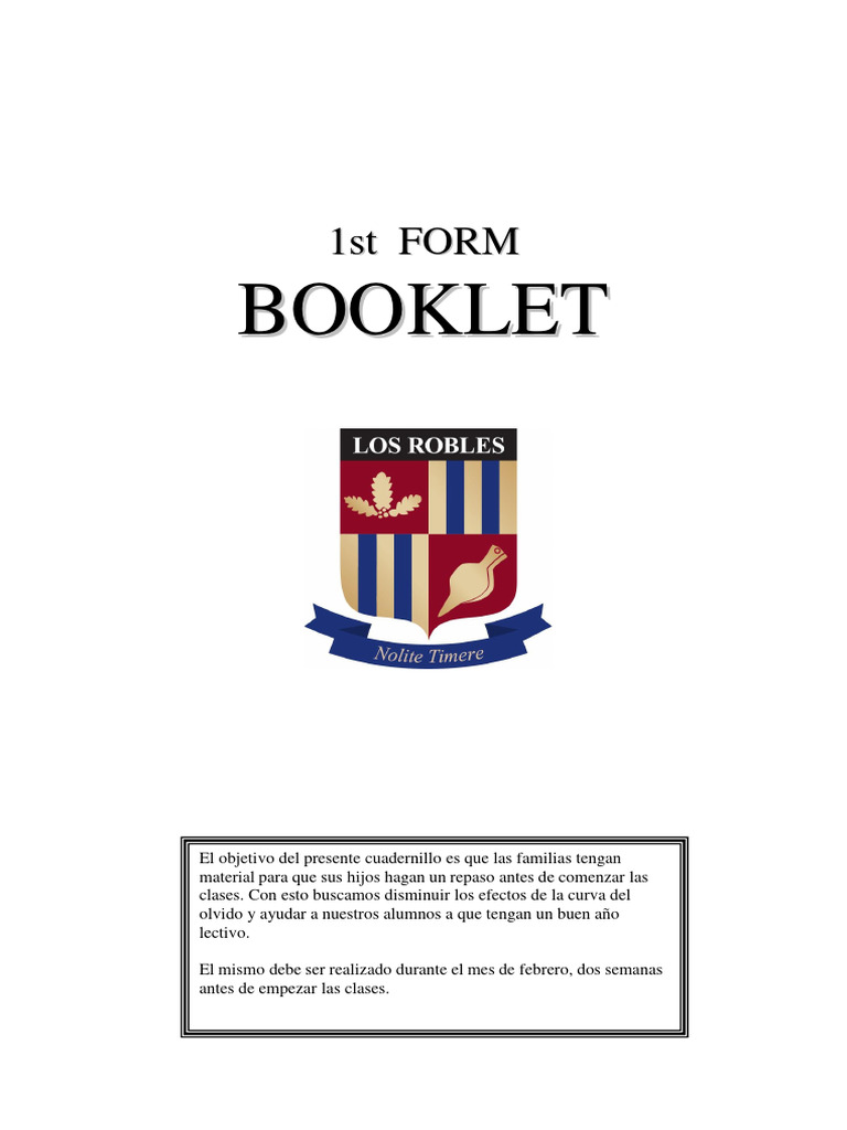1ST Form Booklet | PDF