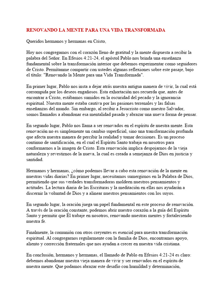 Mentes Renovadas, Vidas Transformadas | PDF | Cristo (título) | Pablo ...