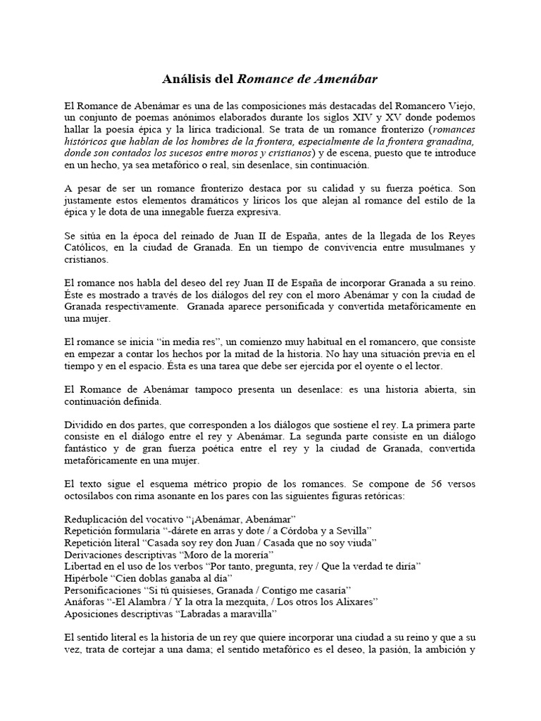Análisis Del Romance de Amenábar | PDF | Granada