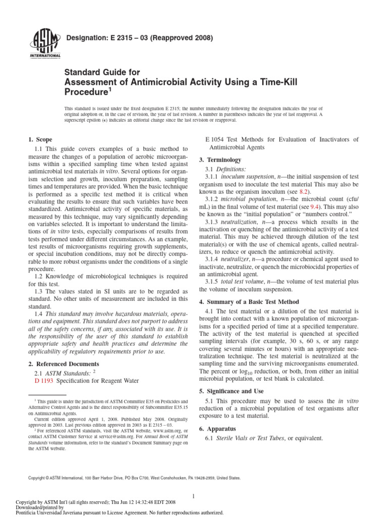 Astm 2315 | PDF | Colony Forming Unit | Antimicrobial