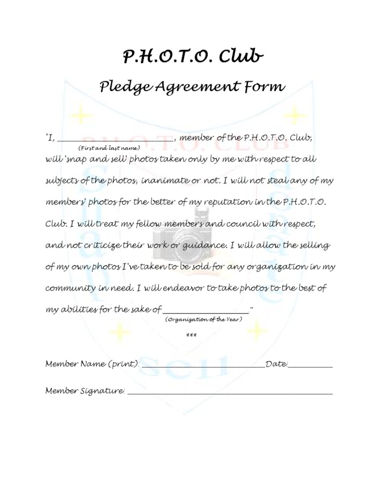 Pledge Agreement Form | PDF