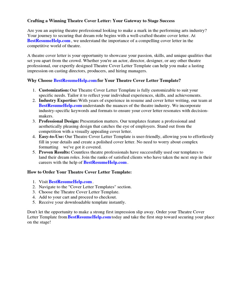 Theatre Cover Letter Template | PDF | Résumé | Experience