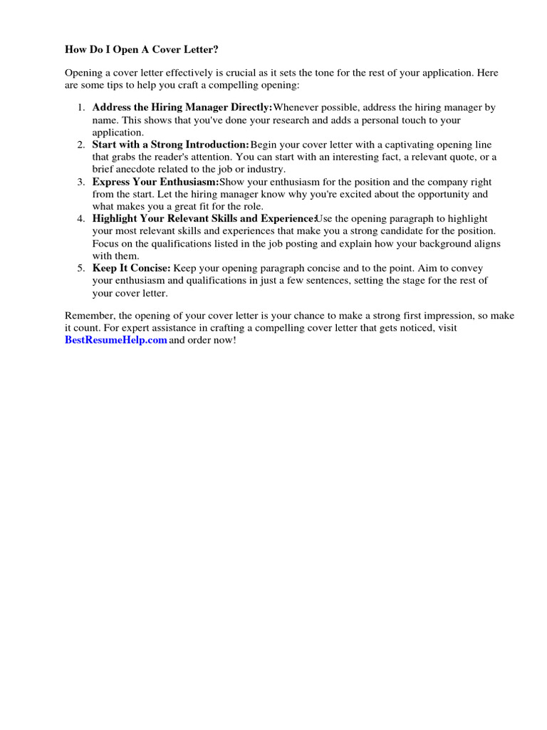 How Do I Open A Cover Letter | Download Free PDF | Résumé | Recruitment