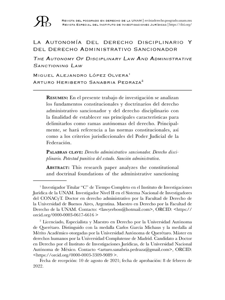 Autonomía del Derecho Disciplinario y Sancionador | PDF | Derecho penal ...
