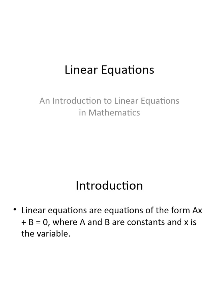 Linear Equation Presentation | PDF