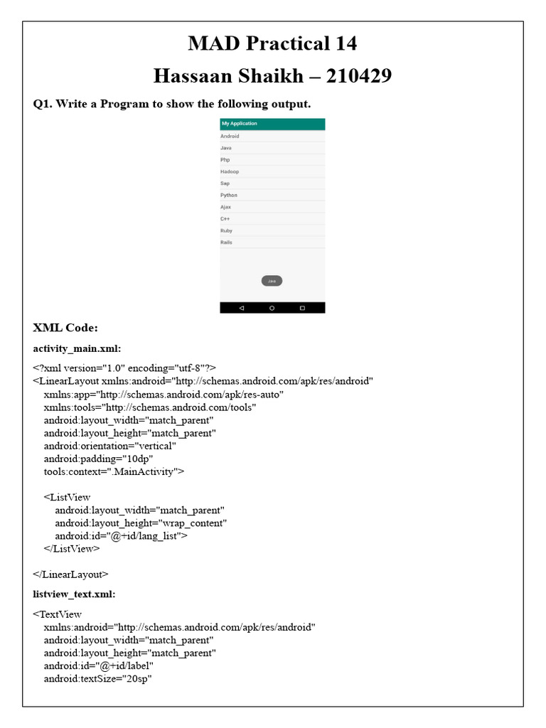 MAD Practical 14 | PDF | Android (Operating System) | Computer Programming